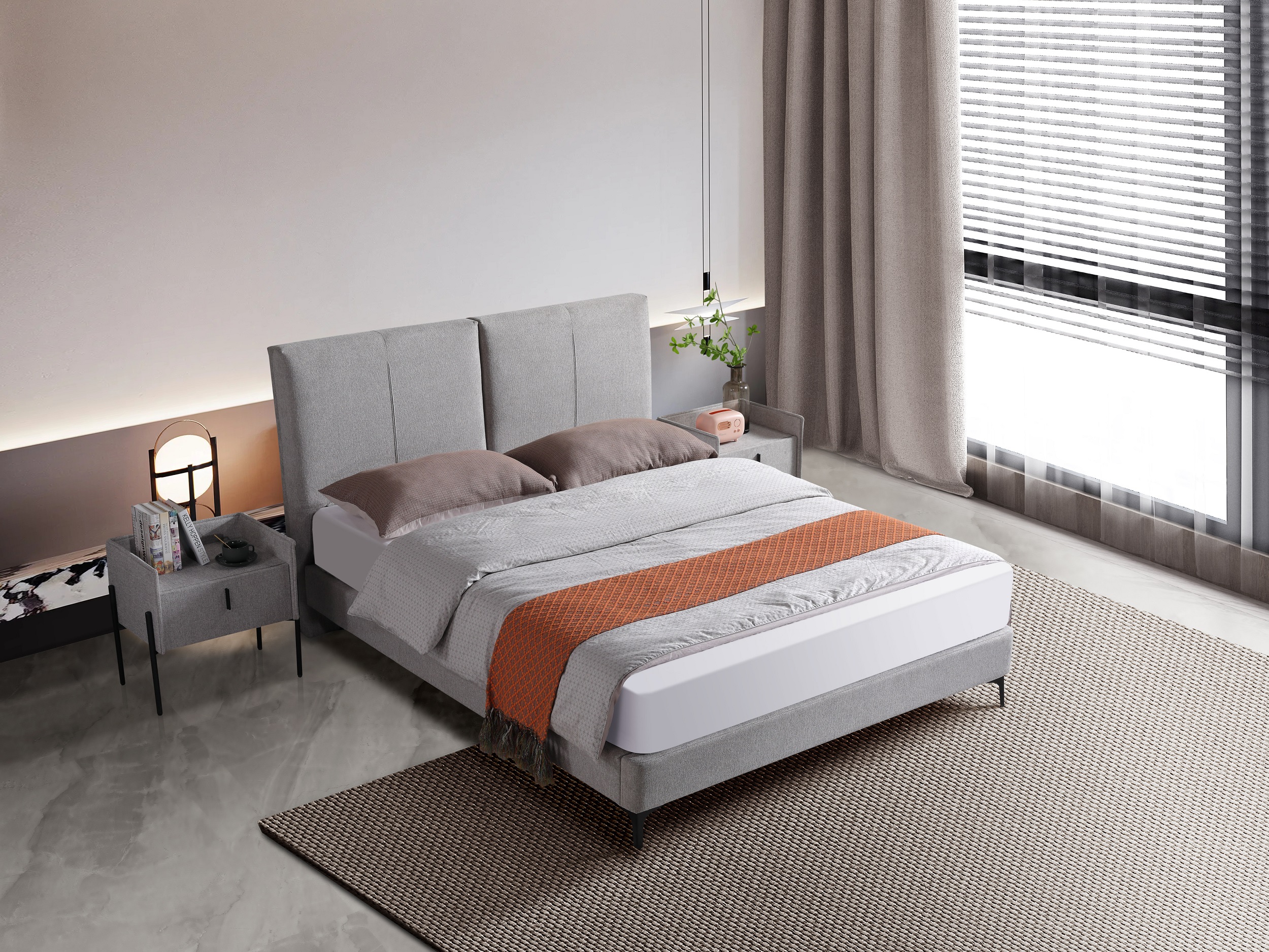 Lit modèle Rio - gris + matelas cadeau - le mobilier de ville